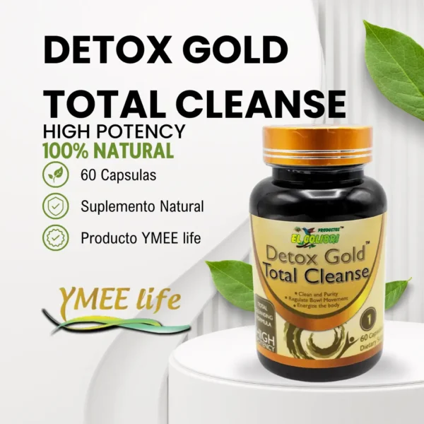 Detox Gold Total Cleanse High Potency, suplemento natural 60 cápsulas