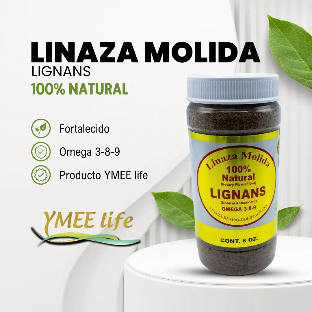LIGNANS 8 oz, linaza molida 100 % Natural fortalecido con Omega 3-8-9 Fibra